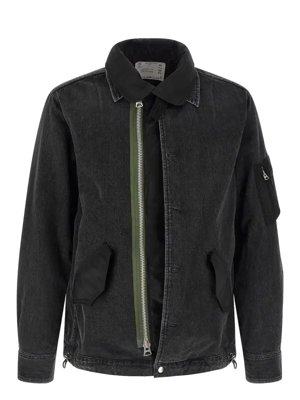 Sacai Nylon Insert Denim Jacket - Black