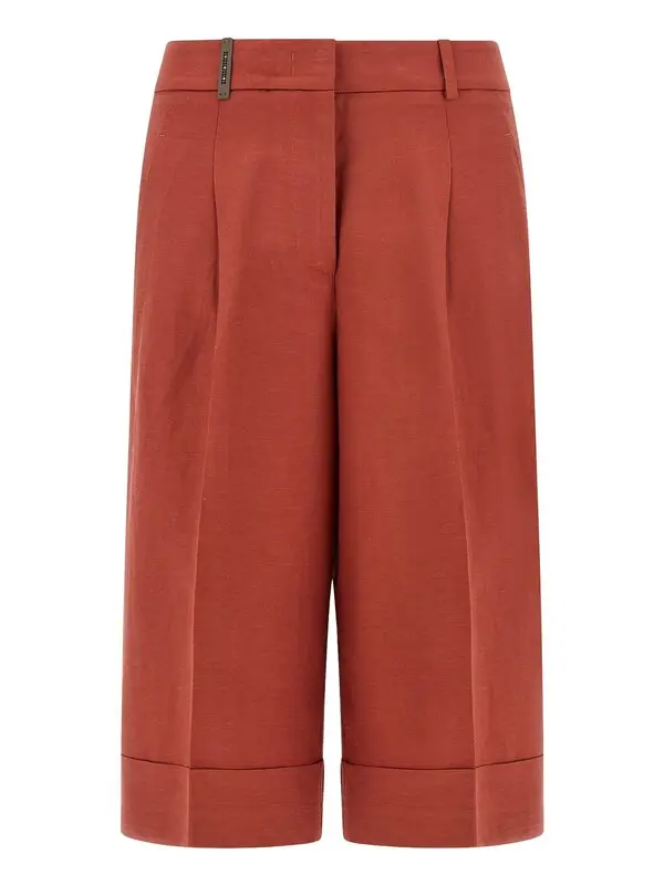 Peserico Linen Viscose Bermuda Shorts - Red