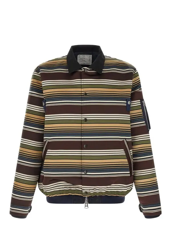 Sacai Horizontal Stripe Blouson - Brown