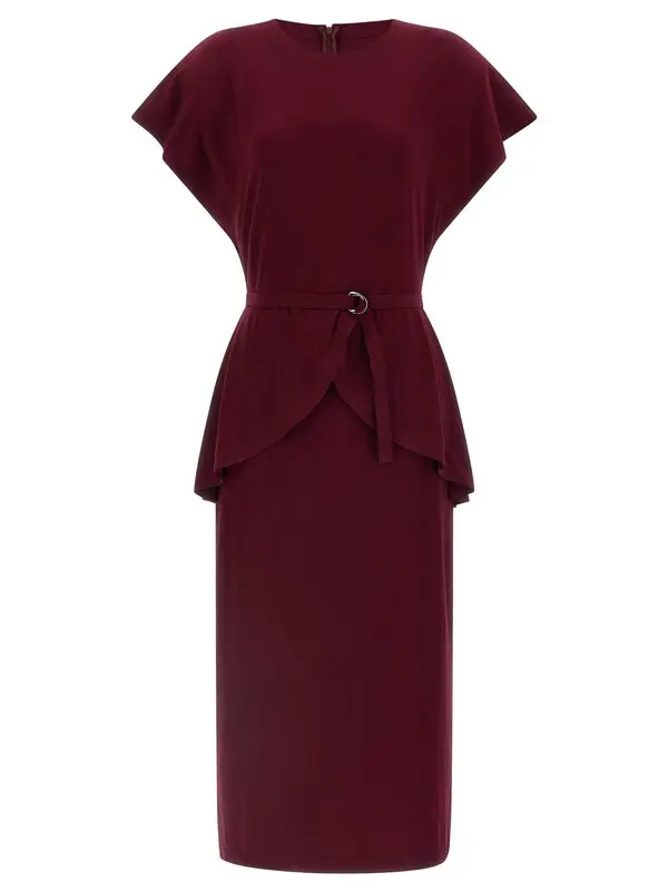 Norma Kamali Peplum Midi Dress - Bordeaux