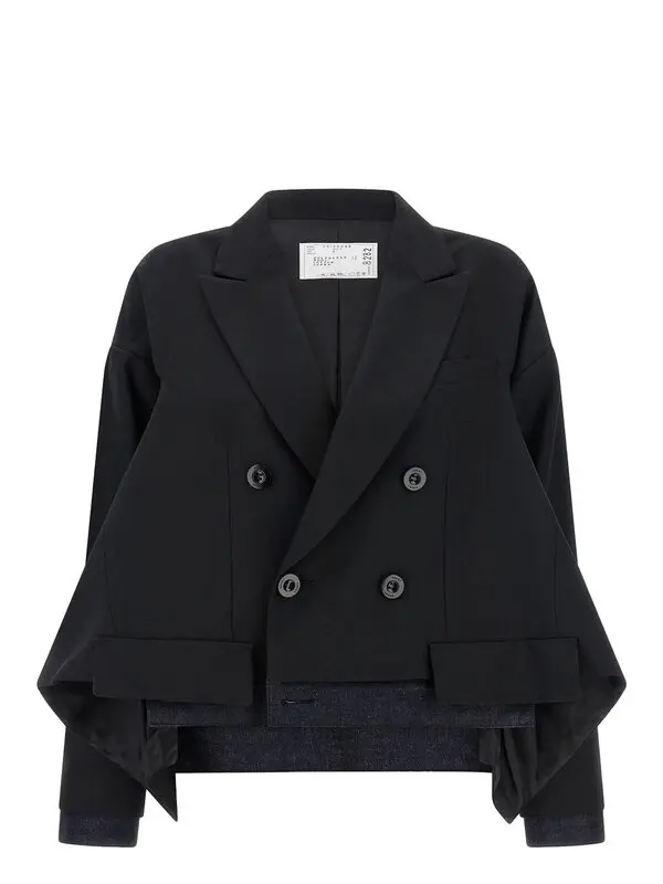 Sacai Denim Insert Blazer - Black