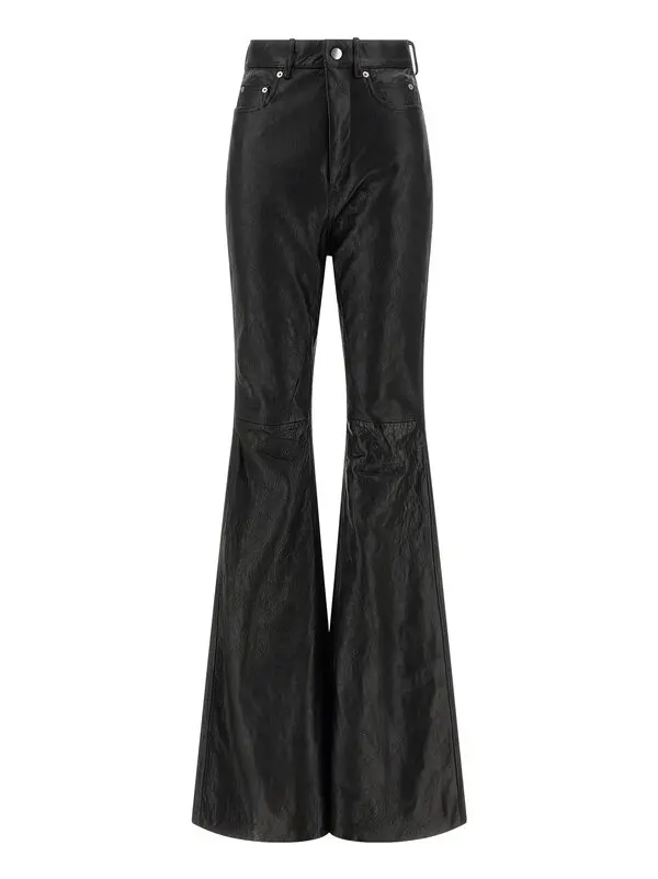 Rick Owens Bolan Bootcut Leather Trousers - Black