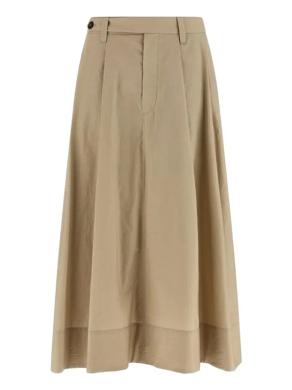Brunello Cucinelli Flared Cotton Skirt - Beige
