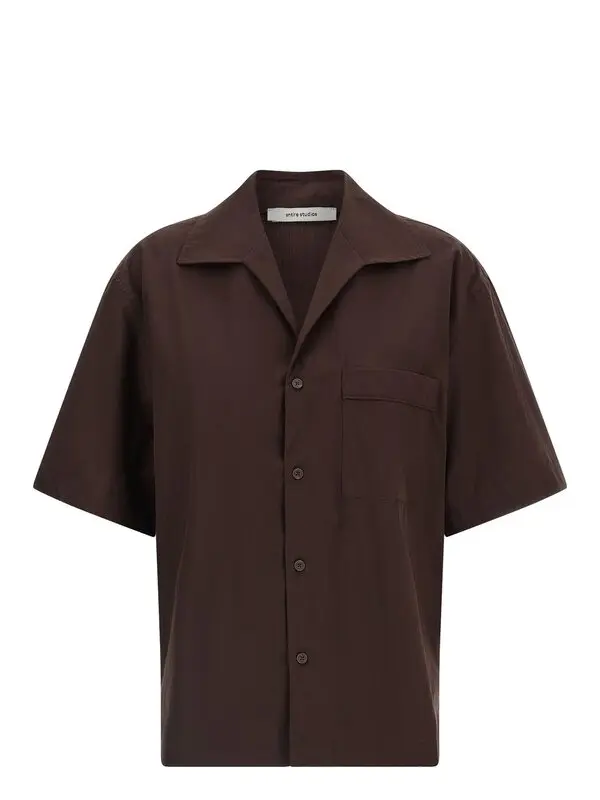 ENTIRE STUDIOS Cotton Pajama Shirt - Brown