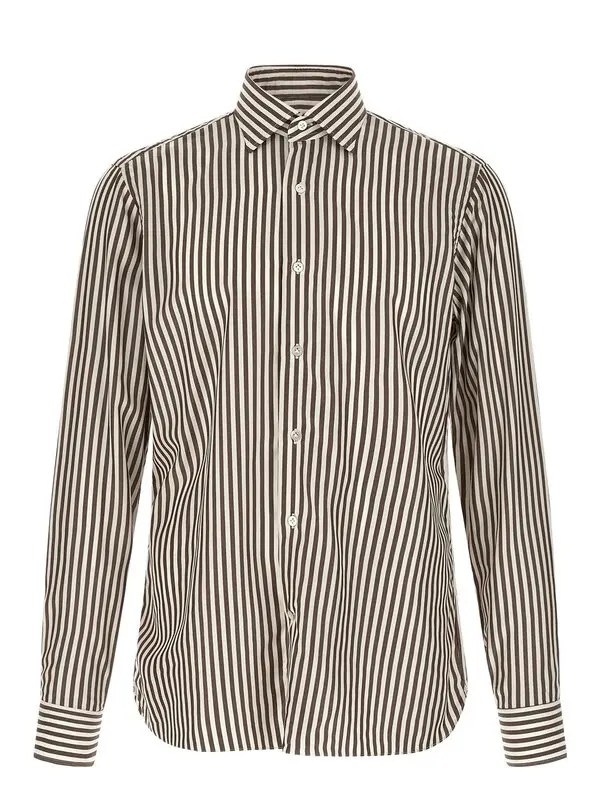 BORRIELLO NAPOLI Striped Shirt - Brown