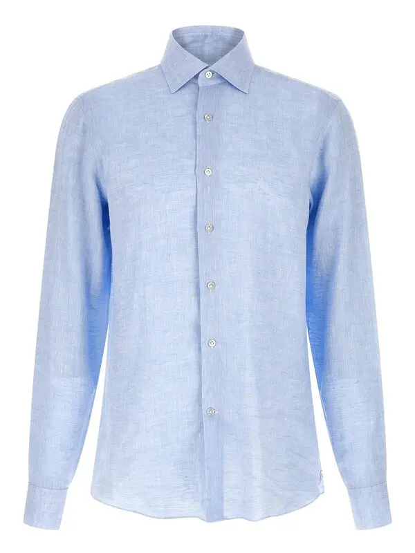 BORRIELLO NAPOLI Linen Shirt - Light Blue