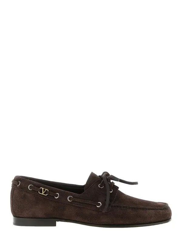 Valentino Garavani Palm Avenue Suede Boat Shoe - Brown