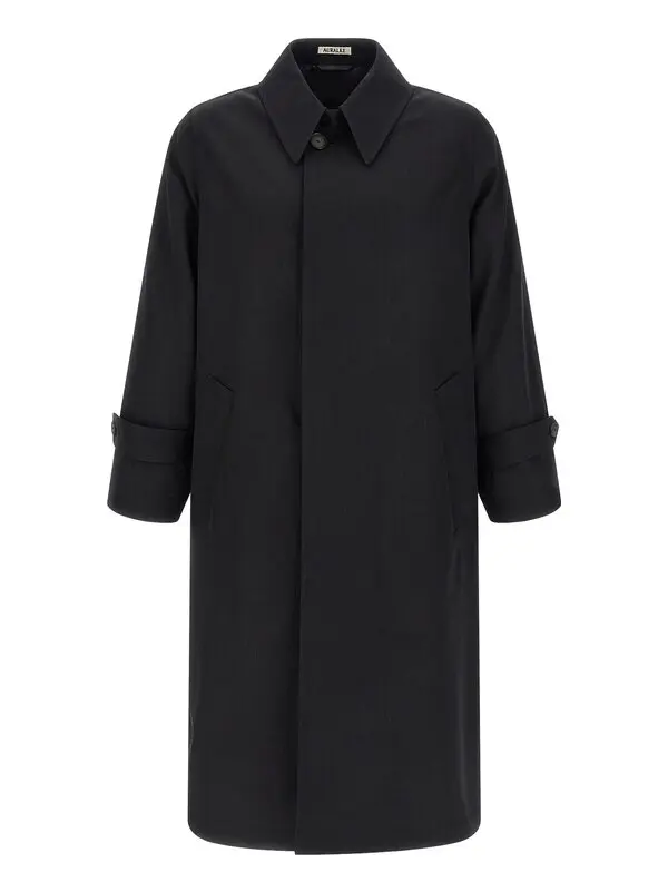 Auralee Light Wool Gabardine Trench Coat - Black