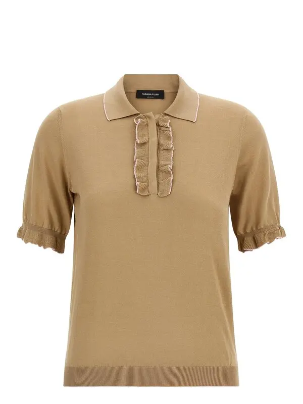 Fabiana Filippi Cotton Silk Polo Shirt - Beige