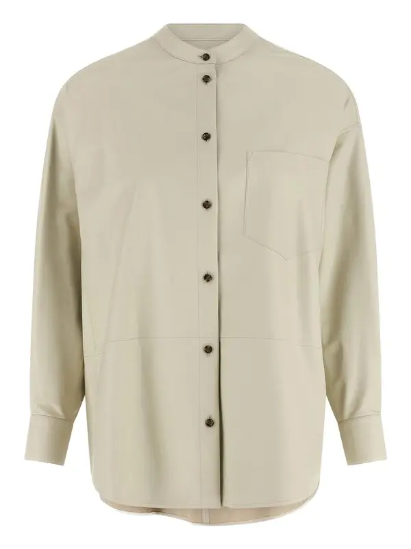YVES SALOMON Leather Shirt - White