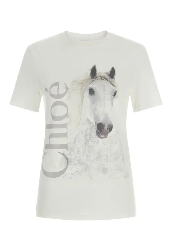 Chloé Printed Cotton Jersey T-shirt - White