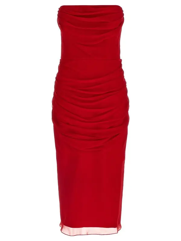 Carolina Herrera Silk Chiffon Dress - Red