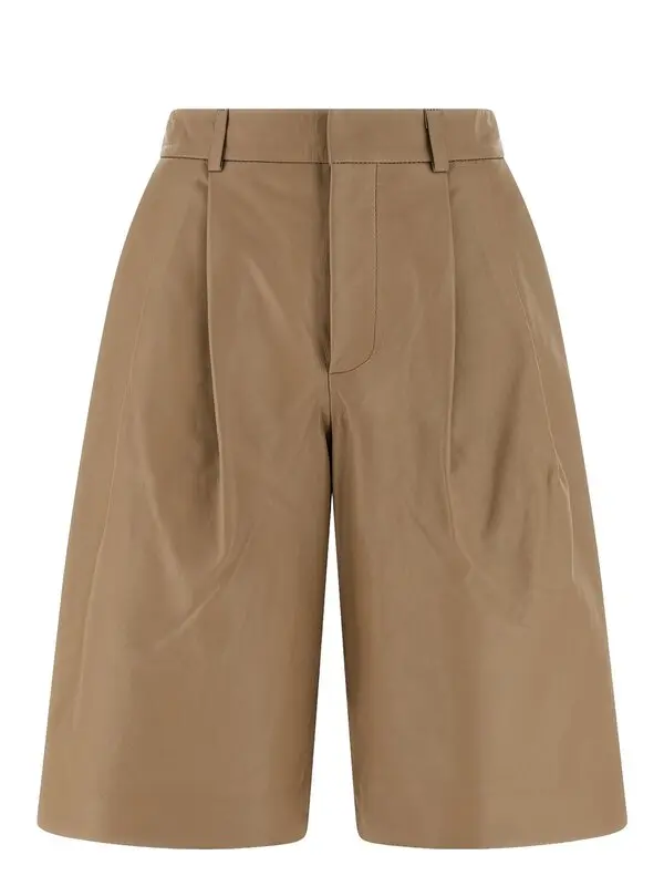 YVES SALOMON Nappa Leather Bermuda Shorts - Beige