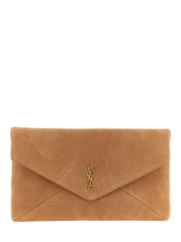 Saint Laurent Envelope Maxi Clutch Bag - Brown