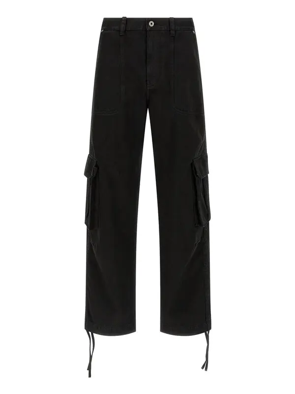 Loewe Washed Cotton Satin Cargo Trousers - Black