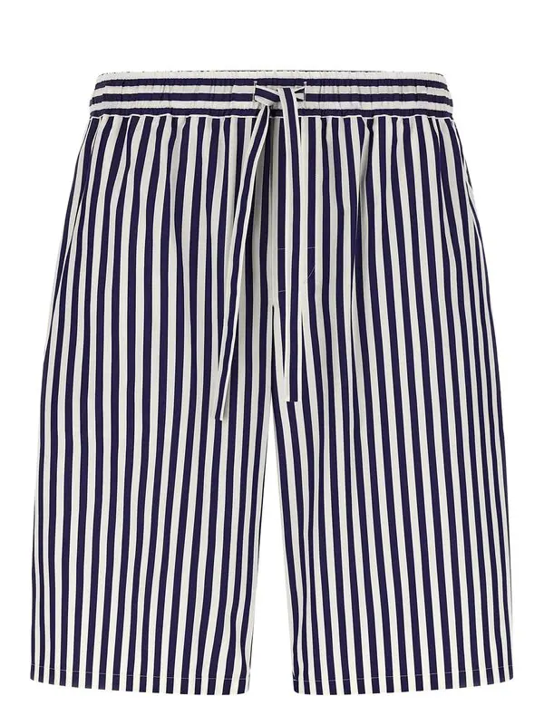Dolce & Gabbana Striped Cotton-silk Bermuda Shorts - Blue
