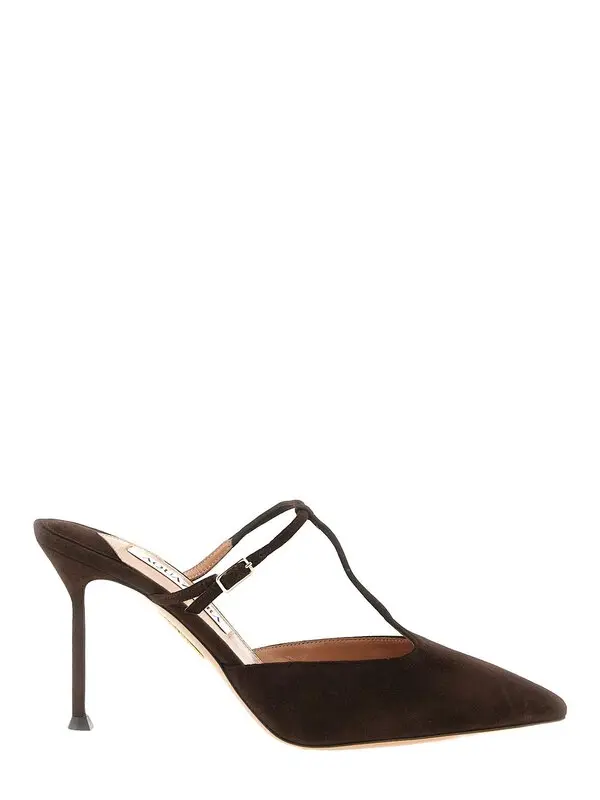 AQUAZZURA Sorbonne Suede Mules - Brown