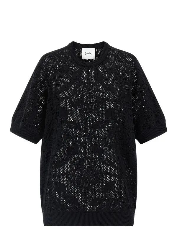 NUDE Openwork Cotton Sweater - Black