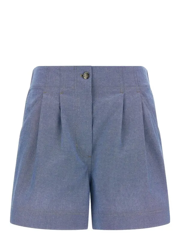 Moncler Chambray Cotton Shorts - Light Blue