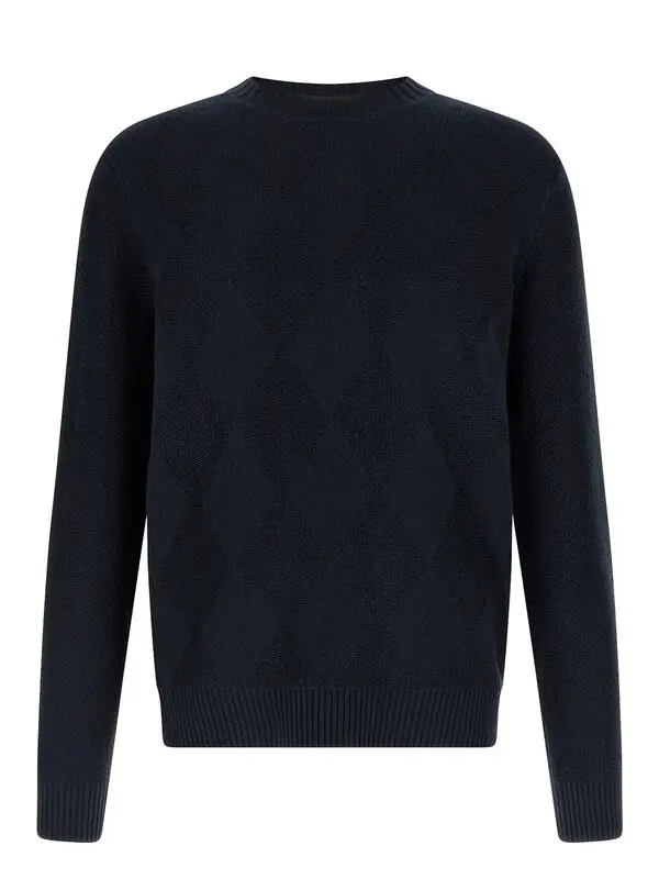 BALLANTYNE Diamond Intarsia Sweater - Blue