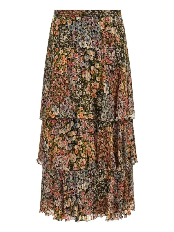 Valentino Garavani Après L'hiver Silk Midi Skirt - Multi