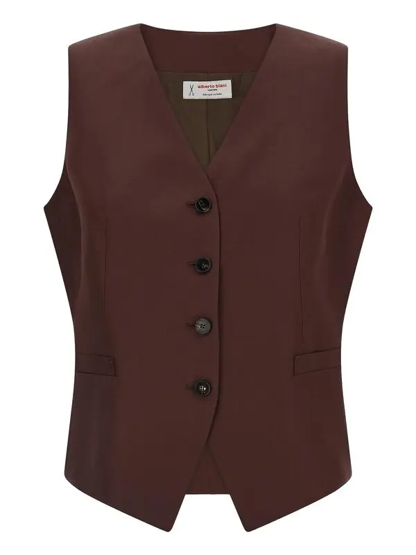 Alberto Biani Viscose And Linen Vest - Brown