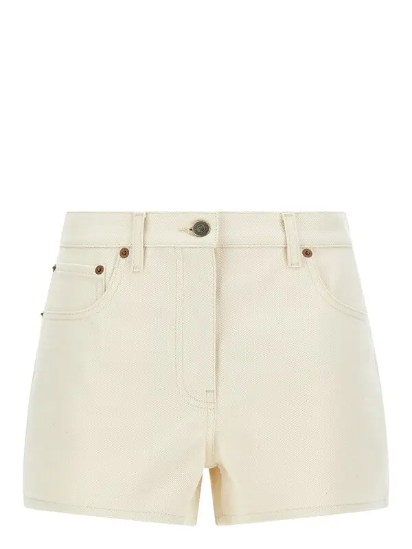 Valentino Garavani Vgold Denim Shorts - Beige
