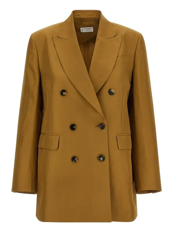 Alberto Biani Linen Viscose Blazer - Brown