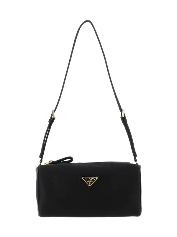Prada Triangle Logo Shoulder Bag - Black
