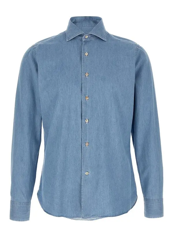 BORRIELLO NAPOLI Denim Shirt Passion Line - Light Blue