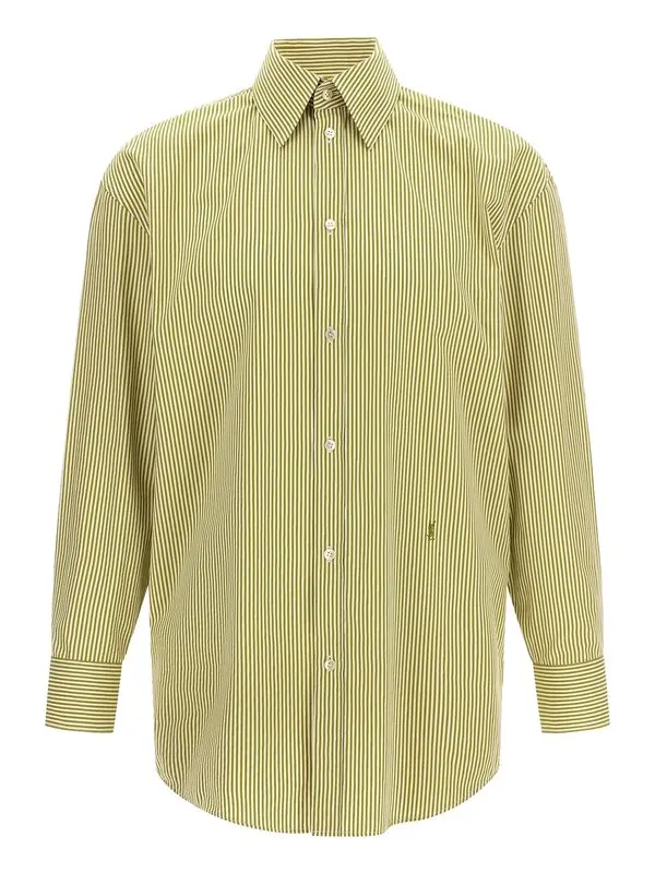 Saint Laurent Striped Cotton Poplin Shirt - Green
