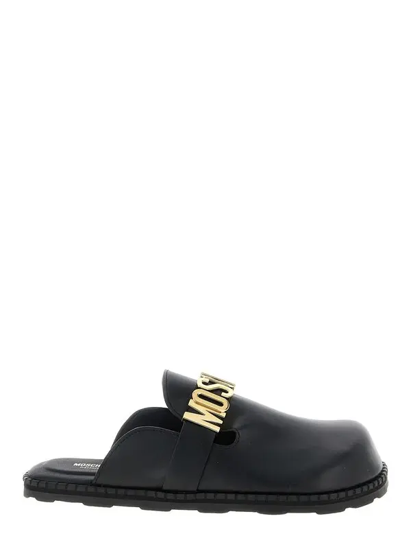 Moschino Leather Sabots - Black
