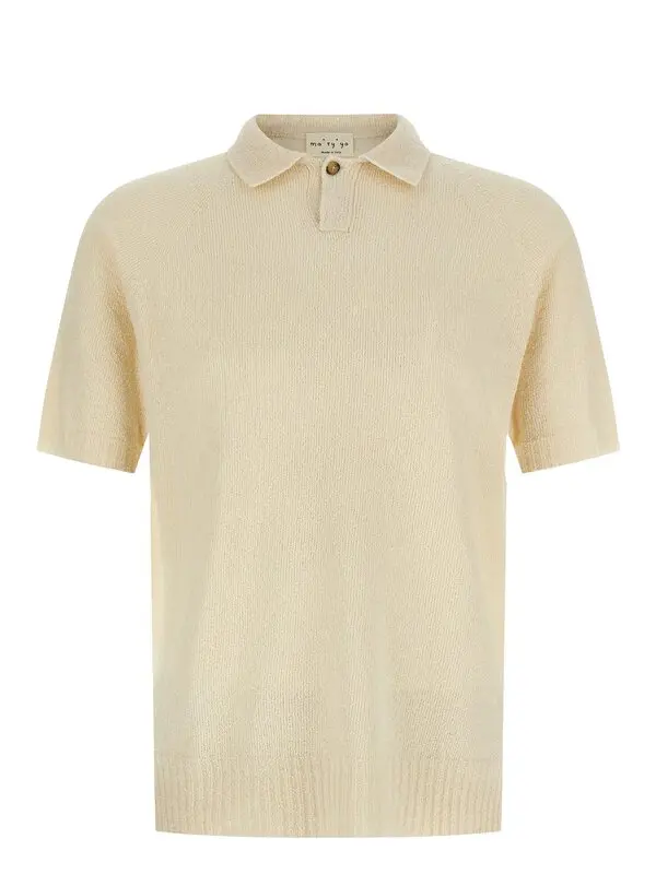 MA'RY'YA Spongy Effect Polo Shirt - Beige