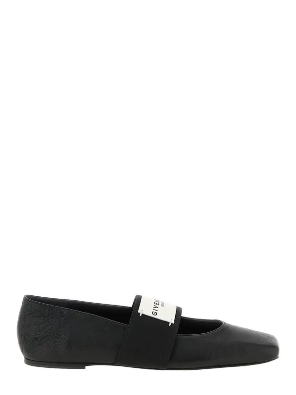 Givenchy Sliced Square Leather Ballet Flats - Black