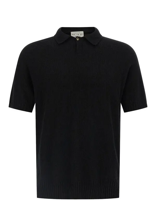 MA'RY'YA Spongy Effect Polo Shirt - Black