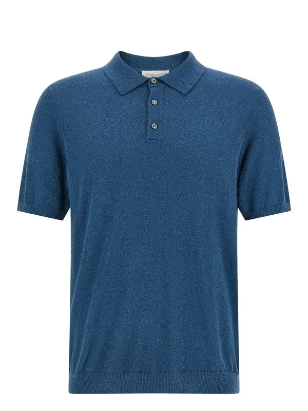 ROBERTO COLLINA Spongy Effect Polo Shirt - Blue