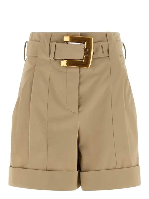 Balmain Anthem Buckle Shorts - Beige