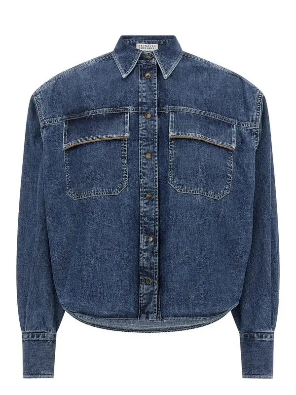 Brunello Cucinelli Shiny Pockets' Shirt - Blue