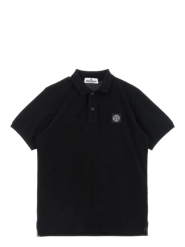 Stone Island Compass' Logo Polo Shirt - Black