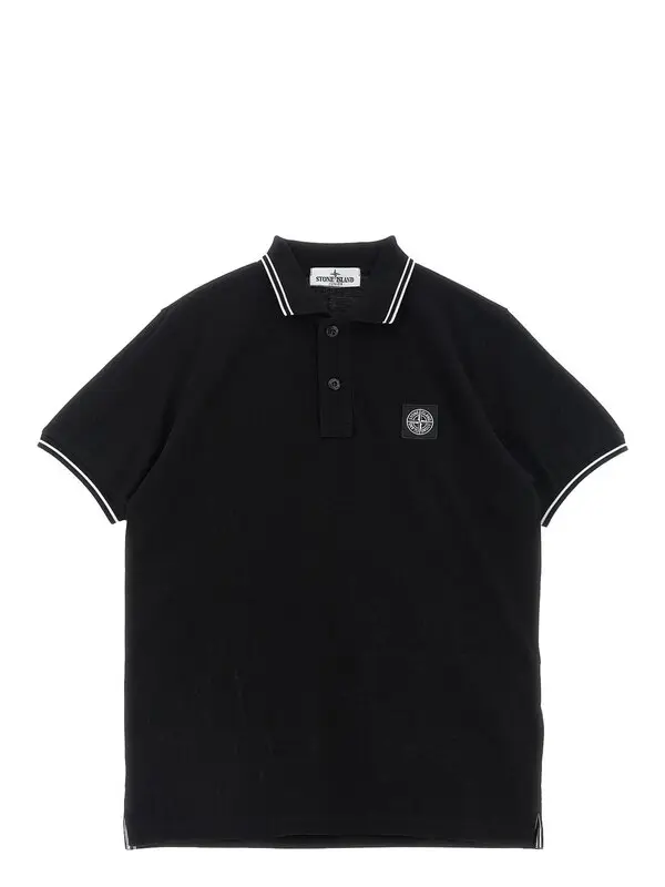 Stone Island Compass' Logo Polo Shirt - Black