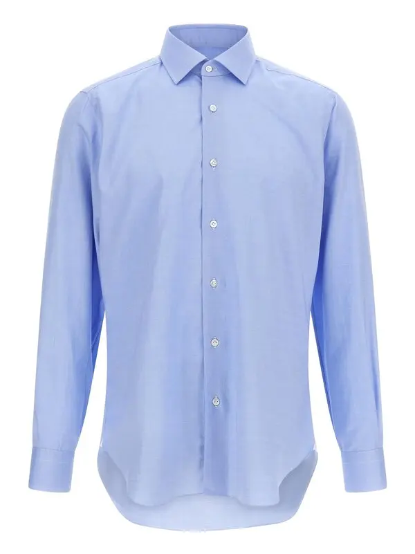BARBA NAPOLI Oxford Cotton Shirt - Light Blue