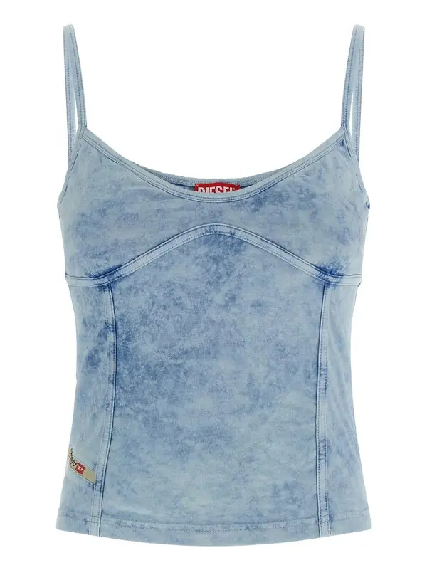 DIESEL® T-ony Delavé Denim-effect Stretch Jersey Top - Light Blue