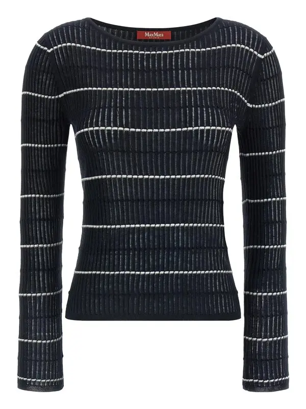 Max Mara Mstpedone Striped Ribbed Sweater - Blue