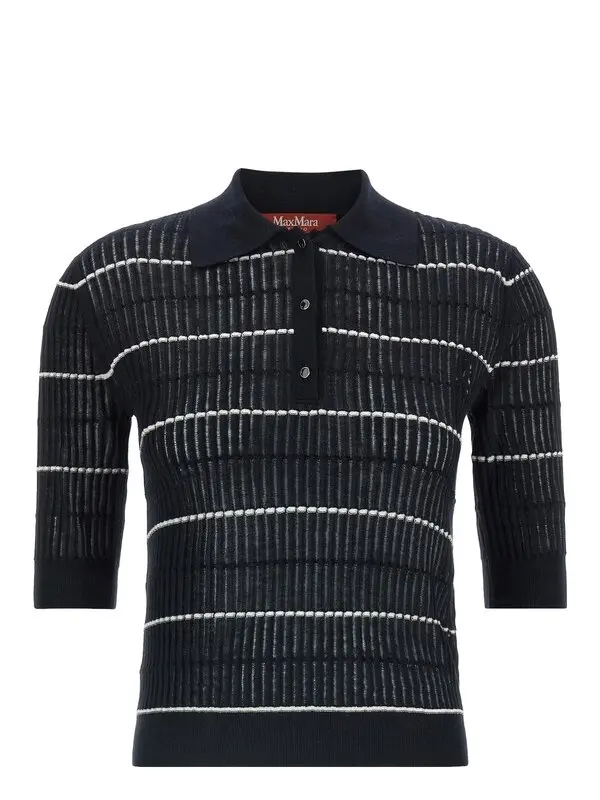 Max Mara Mstgallo Silk And Wool Polo Shirt - Blue