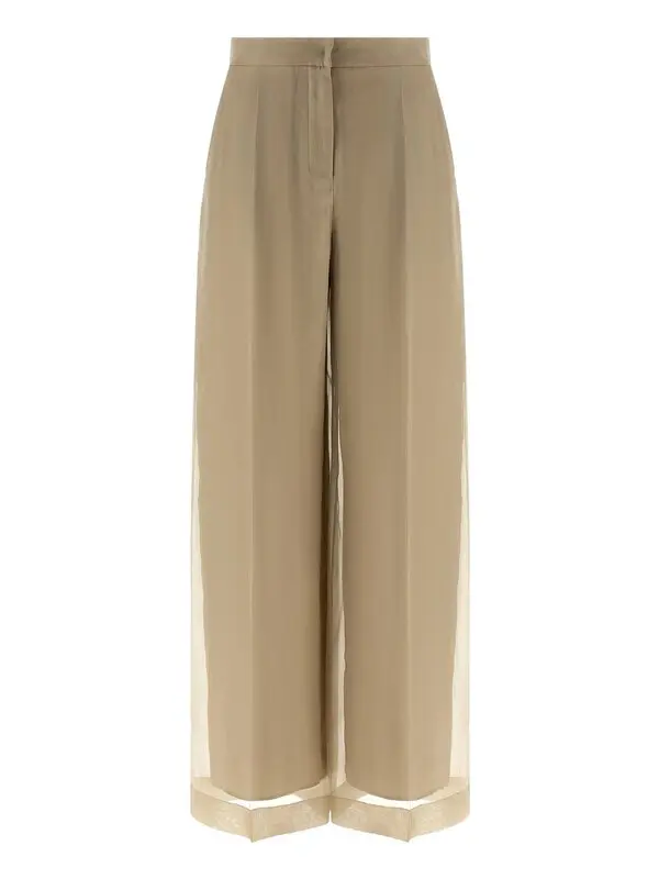 Max Mara Mxeolivi Silk Organza Trousers - Beige