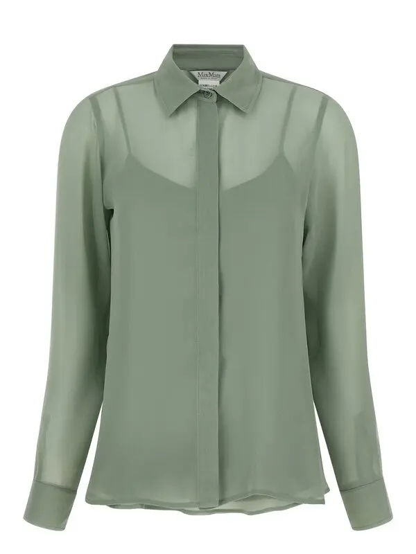 Max Mara Mxmgolfo Pure Silk Crêpe De Chine Shirt - Green