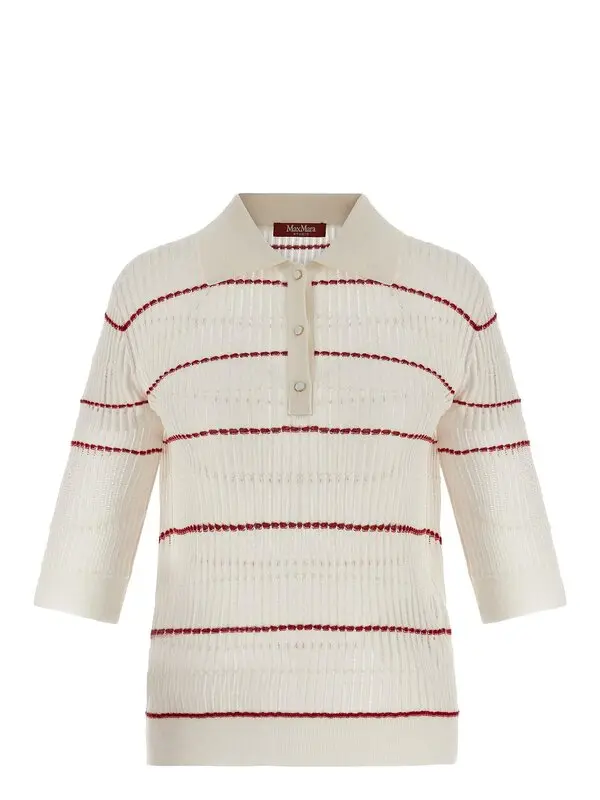 Max Mara Mstgallo Silk And Wool Blend Polo Shirt - White