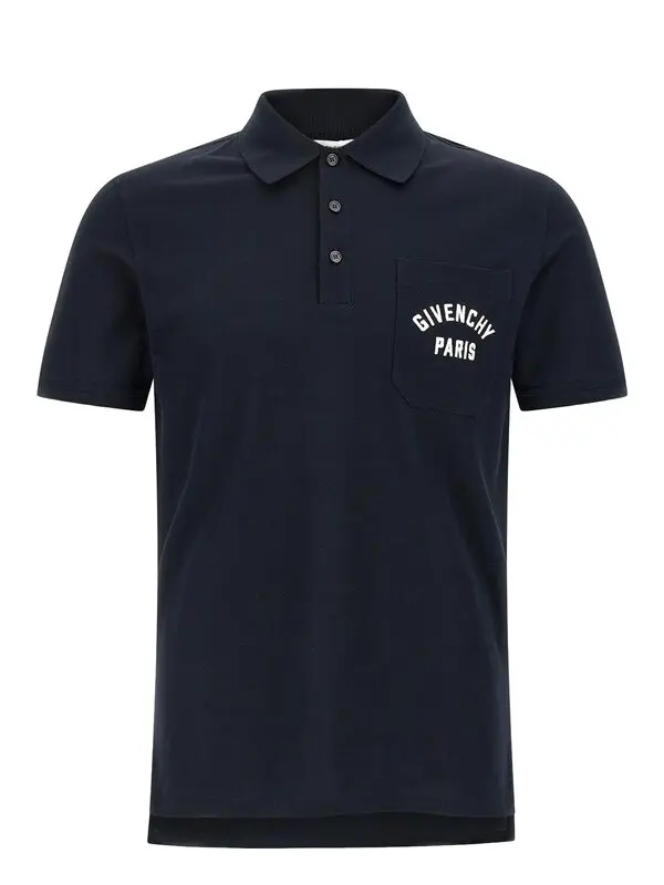 Givenchy Pocket Embroidery Polo Shirt - Blue