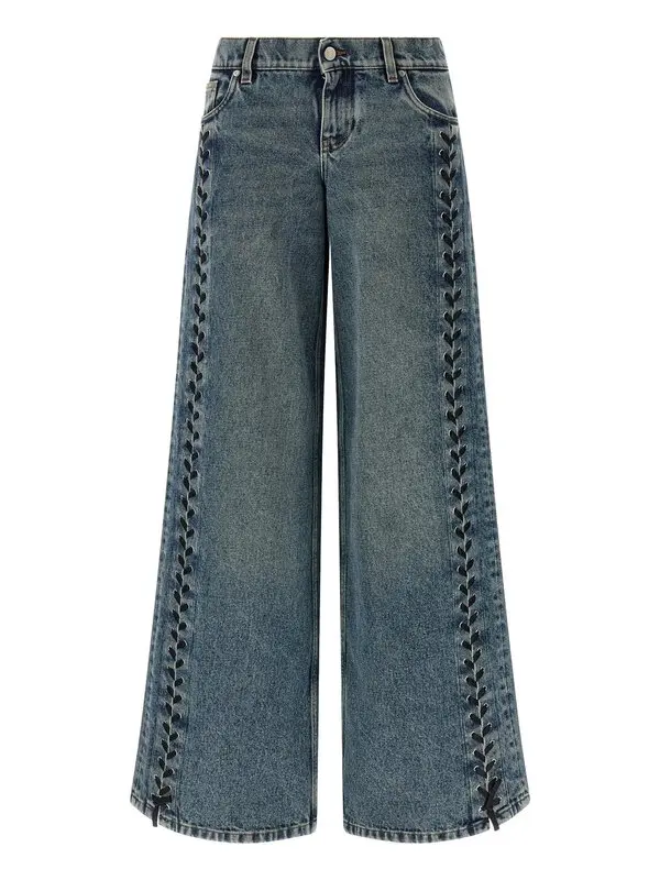 Stella McCartney Lace-up Wide Leg Jeans - Blue