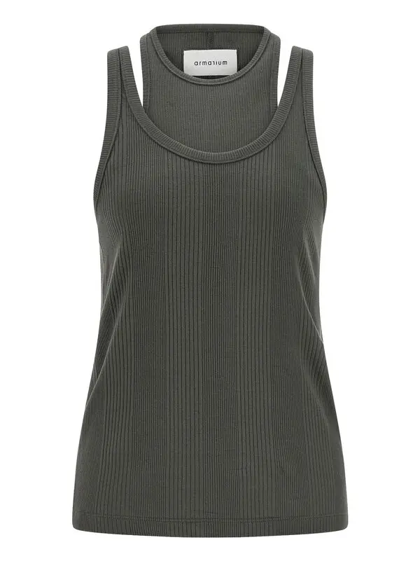 ARMARIUM Filippa Ribbed Stretch Cotton Tank Top Set - Gray